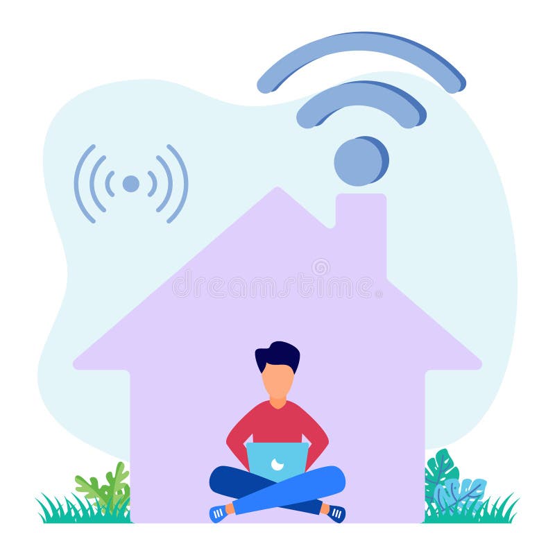 Illustration Vector Graphic Cartoon Character of Wireless Internet ...
