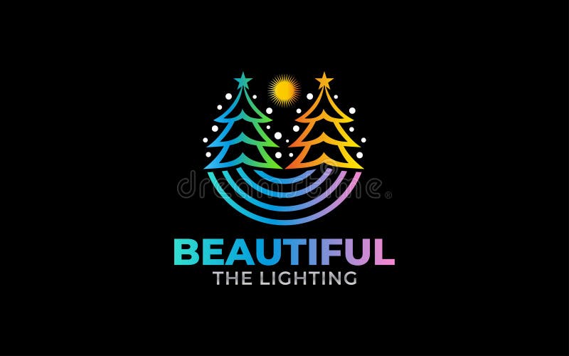 Illustration Vector Graphic of Christmas Tree Symbol with Light Bulbs ...