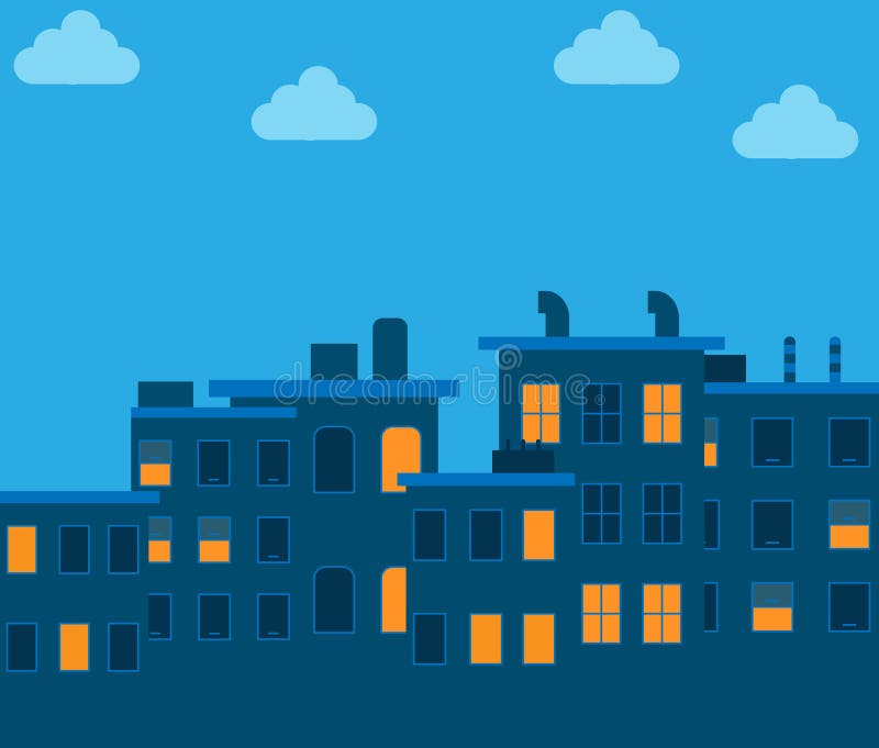 City Rooftop Vector Illustration Stock Vector - Illustration of ...