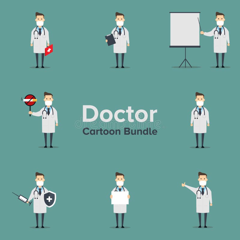 Illustration Vector Graphic of Doctor Cartoon Bundle Stock Vector ...