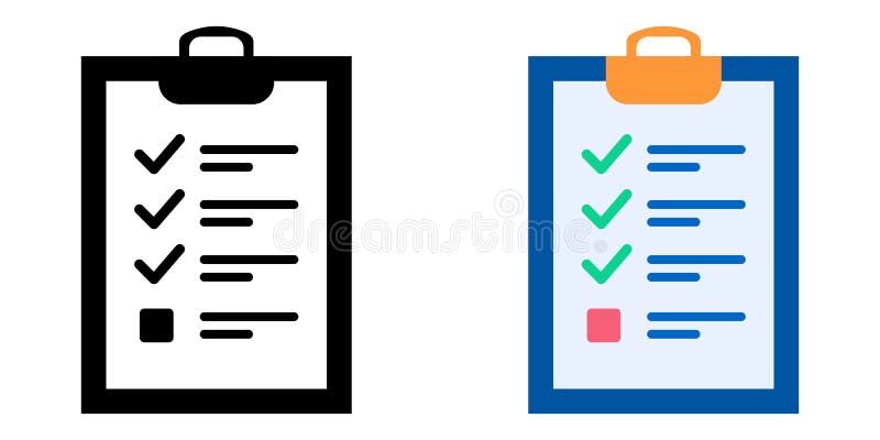 Two Colored and Black Checklists Cartoon Icon Stock Illustration ...