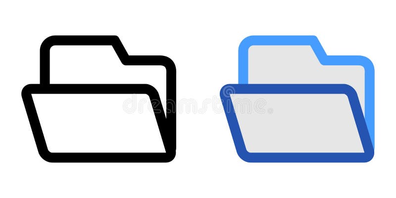 Color and Black Vector Cartoon Folder Icon Stock Vector - Illustration ...