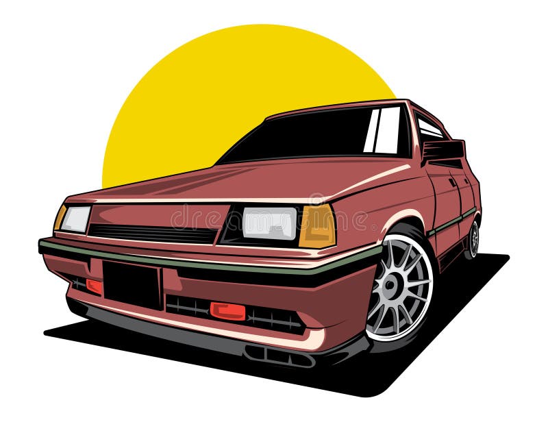 90s Car Vehicle Design Vector Illustration with Brown Accent Graphic ...