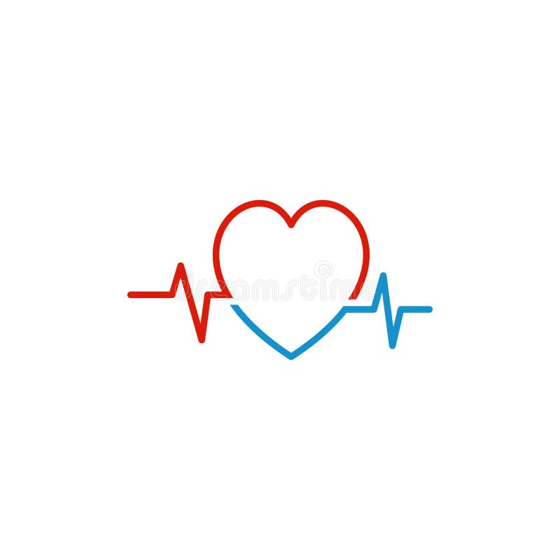Illustration Vector Graphic of Red and Blue Love with Pulse Logo Stock ...