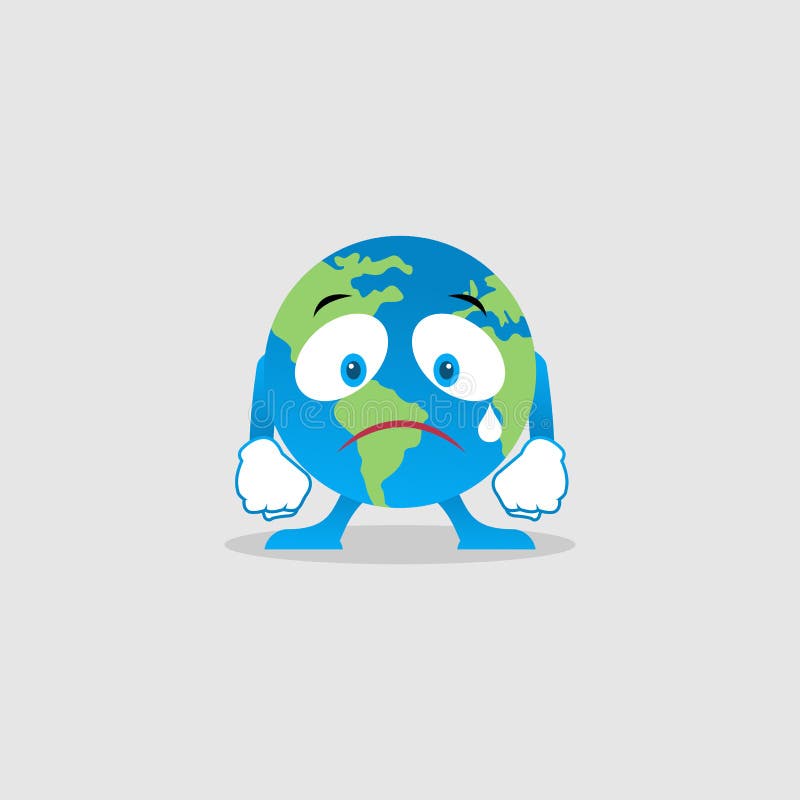 Sad Crying Earth Cartoon Character Stock Vector - Illustration of ...