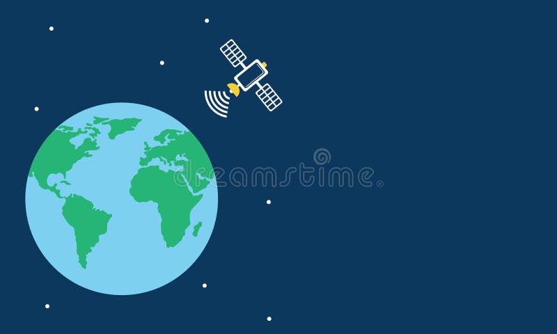 Illustration Vector Graphic of the Satellite is Transmitting Signals To ...