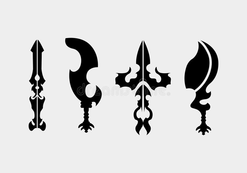 Blade Sword Warrior Armor Weapon Tools Sharp Knife Illustration Vector ...
