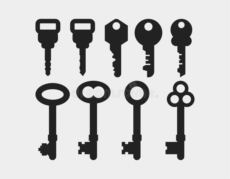 Keys Silhouette Bundle Set Element, Clipart, Isolated Icon Symbol, Logo ...