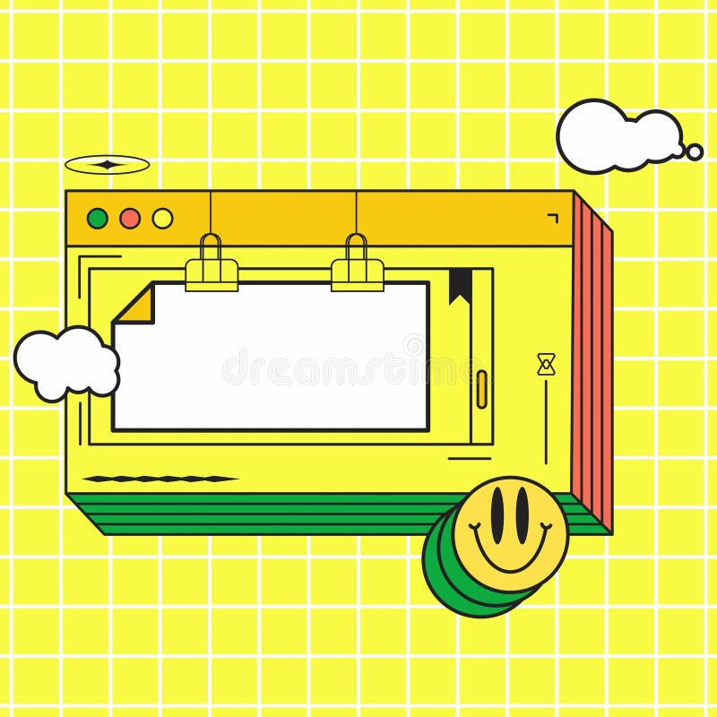 Retro Pop Up Window Computer Frame Background Text Space Empty Smile ...