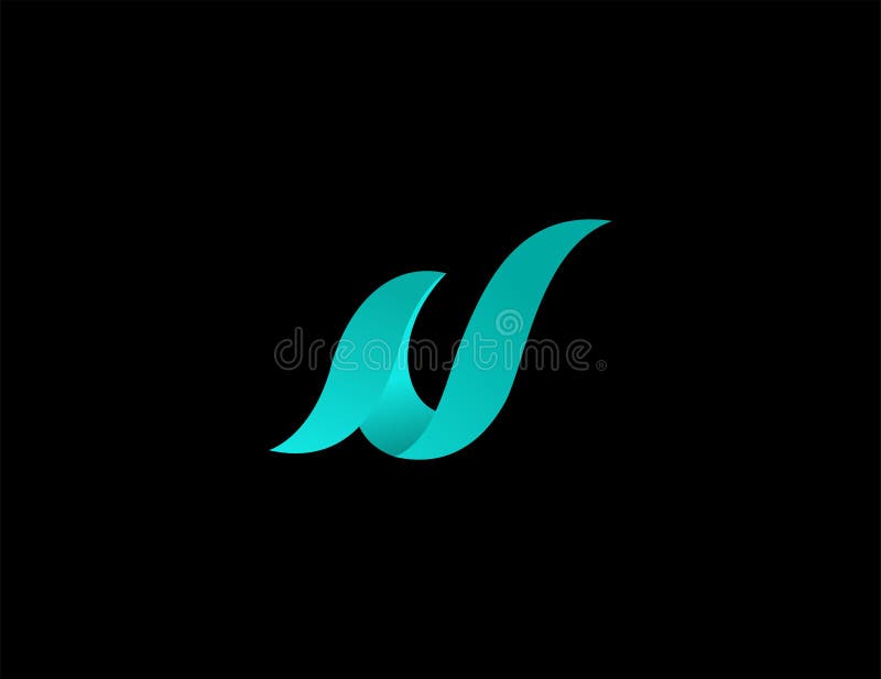 U Initial Alphabet Letter Modern Logo Vector Gradient Cyan Color ...