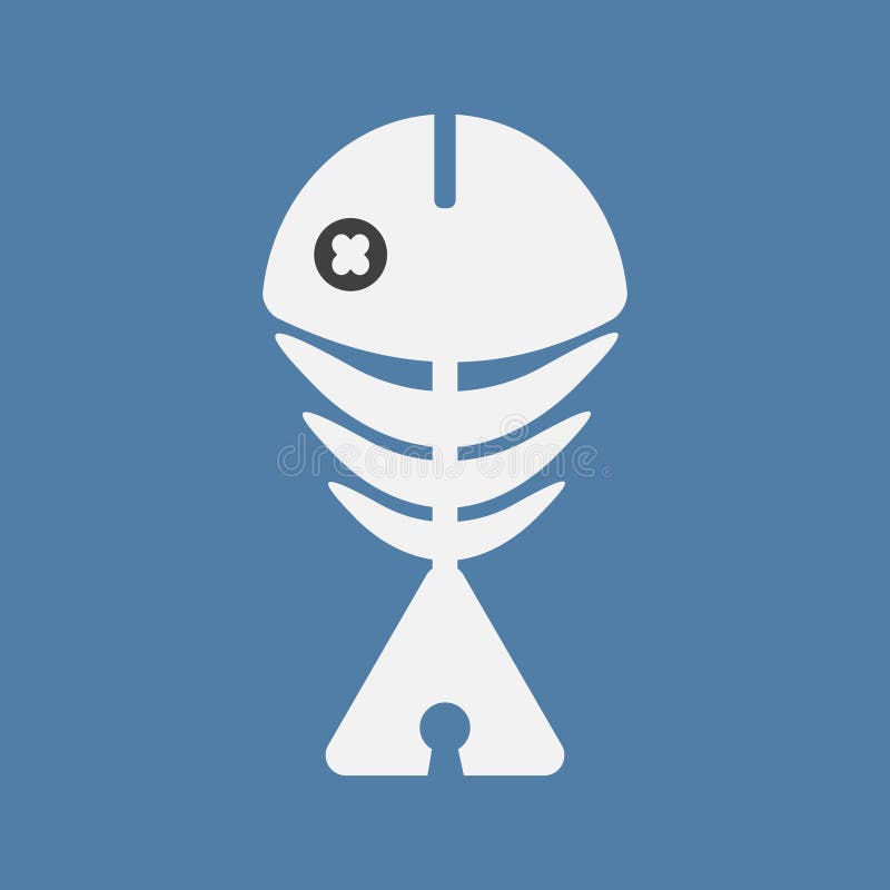 Fishbone Icon Vector, Fish Skeleton with Head and Tail Fin Vector ...