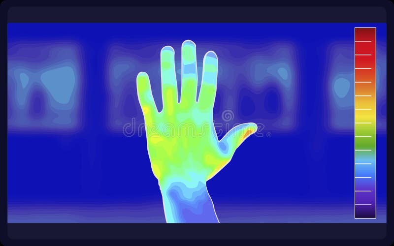 Illustration Vector Graphic of Thermal Image Scanning Back of Man Hand ...