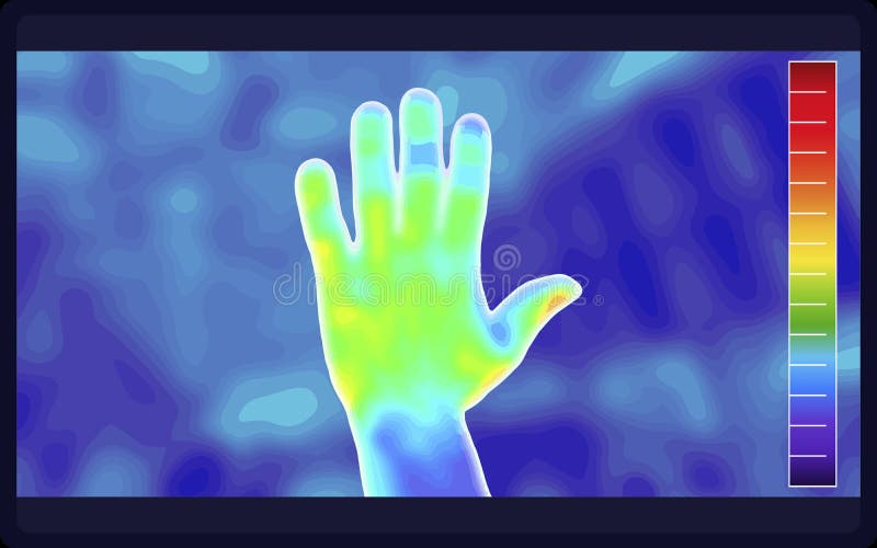 Illustration Vector Graphic of Thermal Image Scanning of Left Hand Back ...