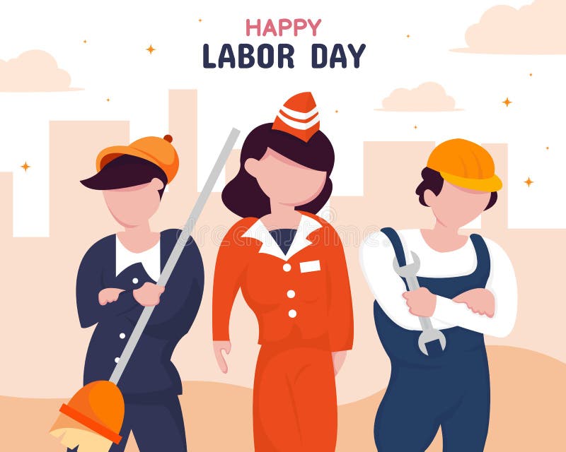 Illustration Vector Graphic of Three Workers with Different Professions ...