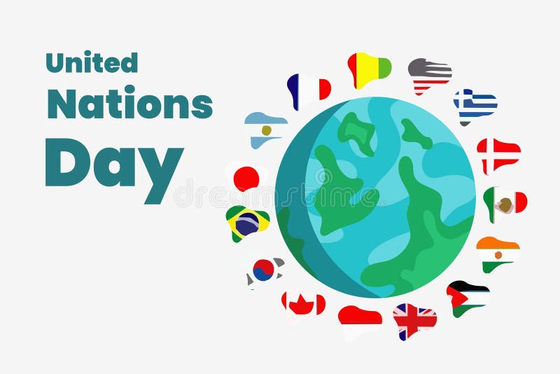 United Nations Day with Flags and Earth Poster, Background Stock ...