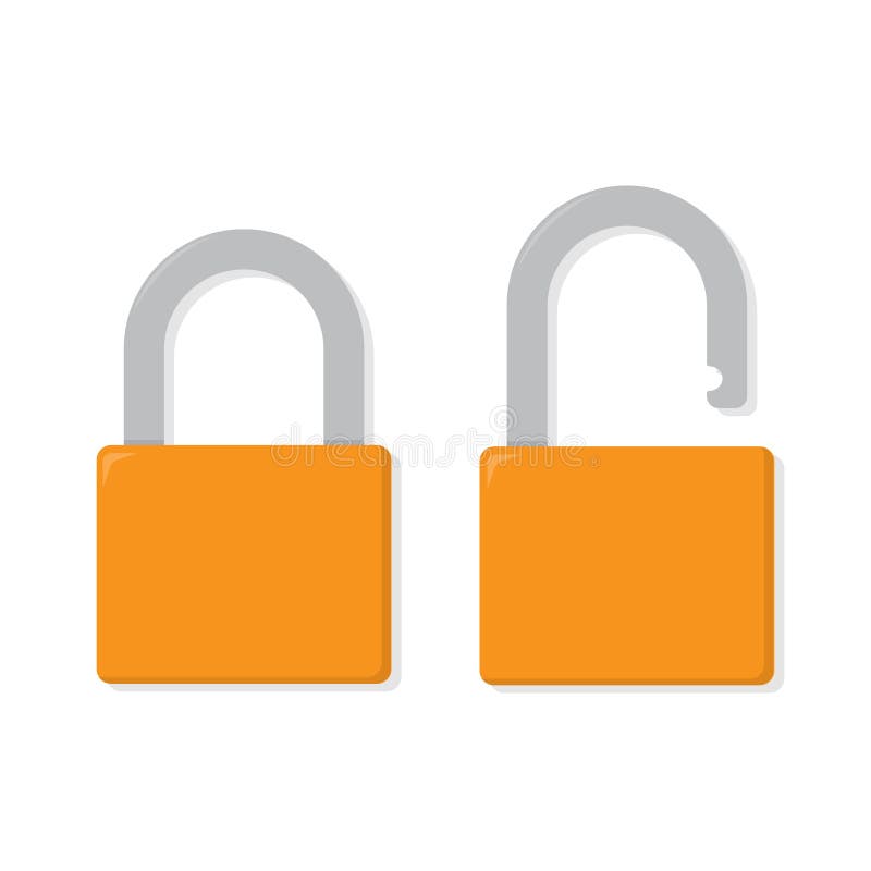 Illustration of Vector Graphics, of a Locked and Open Padlock in Yellow ...