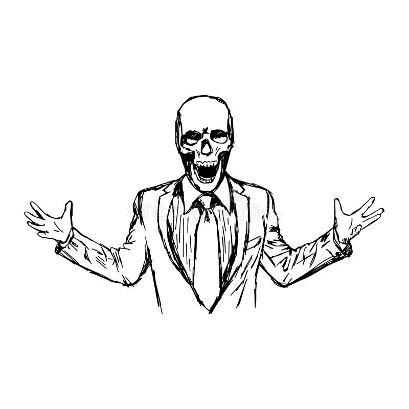 Illustration Vector Hand Drawn Doodle Angry Skeleton Businessman Stock ...