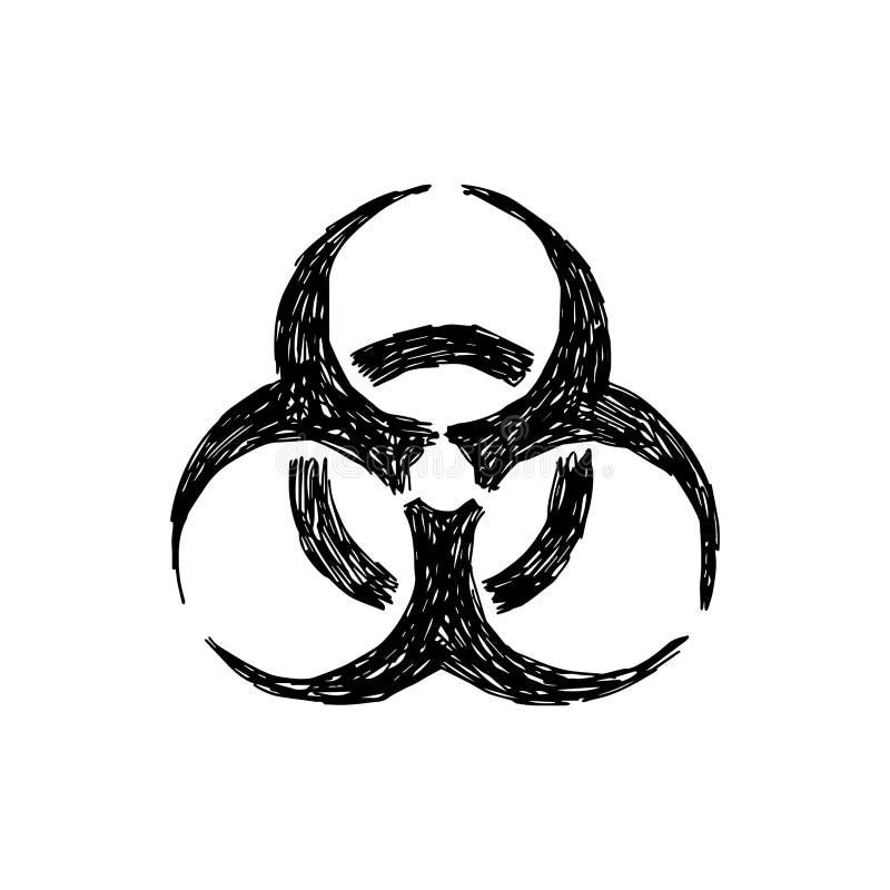 Illustration Vector Hand Drawn Doodle Black Biohazard Sign. Stock ...