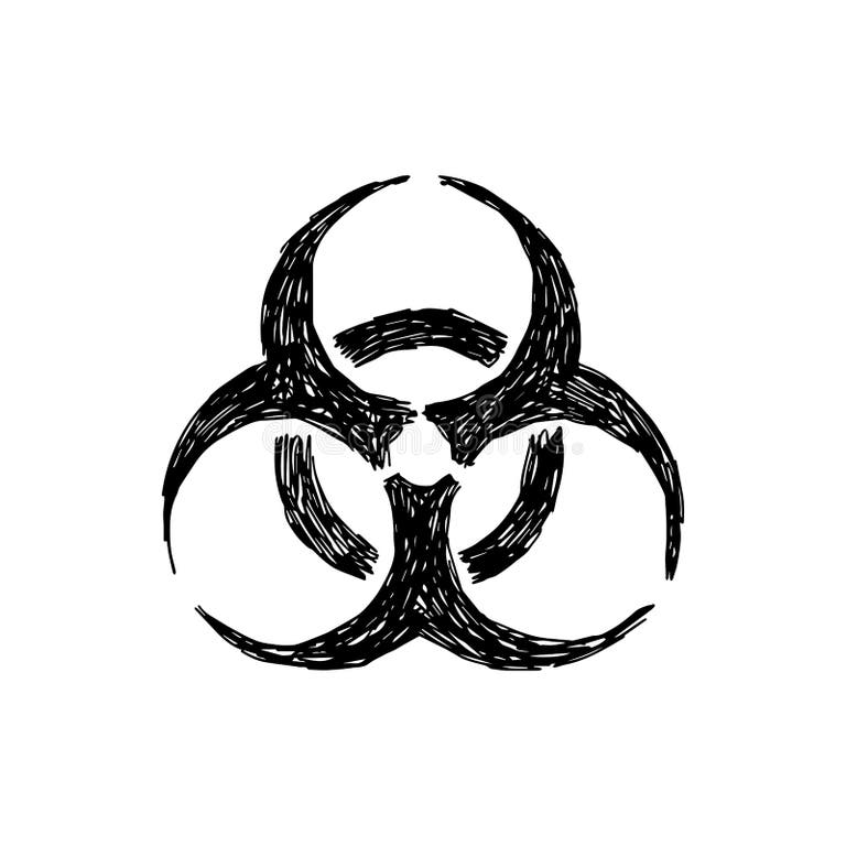 Illustration Vector Hand Drawn Doodle Black Biohazard Sign. Stock ...