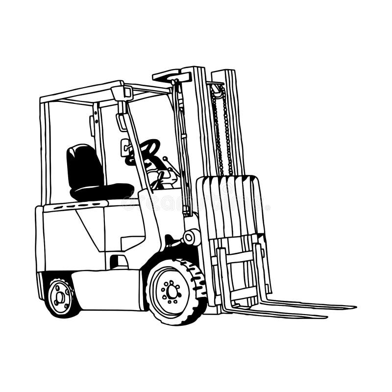 Illustration Vector Hand Drawn Doodle Of Forklift Truck Isolated Stock ...