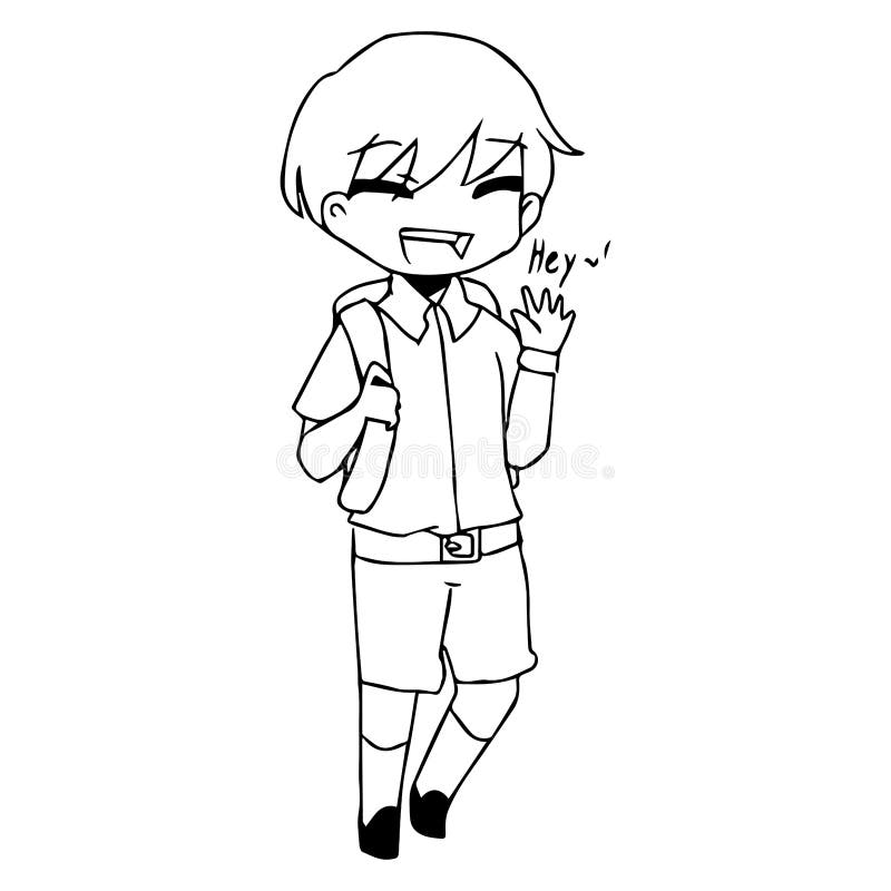 Illustration Vector Hand Drawn Doodle of Smiling Boy Saying Hell Stock ...