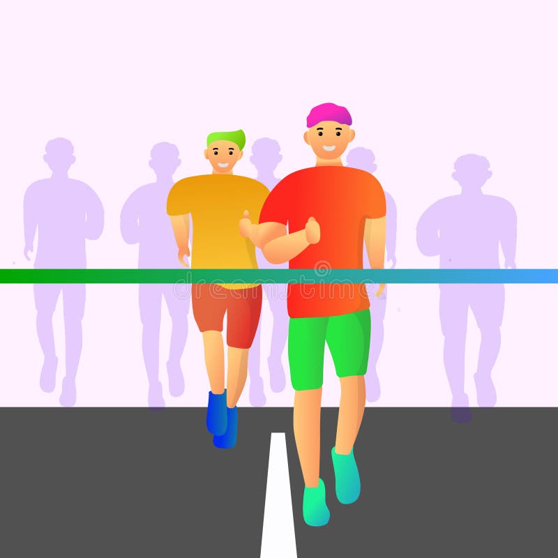 Marathon Running Vector Art Flat Illustration Stock Vector ...