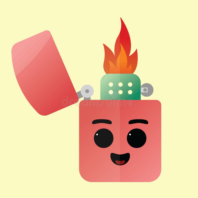 Lighter Cute Icon Vector Character Stock Vector - Illustration of ...
