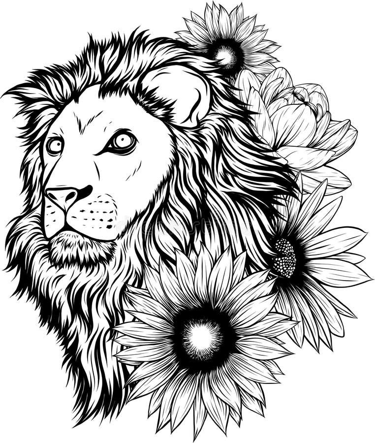 Illustration Vector of Lion Head Outline Design Stock Vector ...