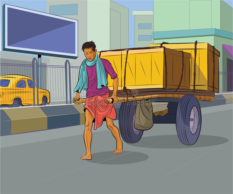 Cart Man Pulling Stock Illustrations – 209 Cart Man Pulling Stock ...