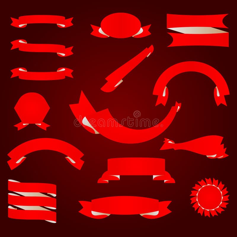 Modern Red Ribbon Collection Stock Vector - Illustration of scroll ...