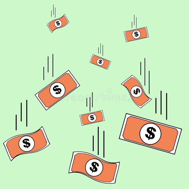 Illustration Vector of Money Drop. Rain of Money in Flat Cartoon Style ...