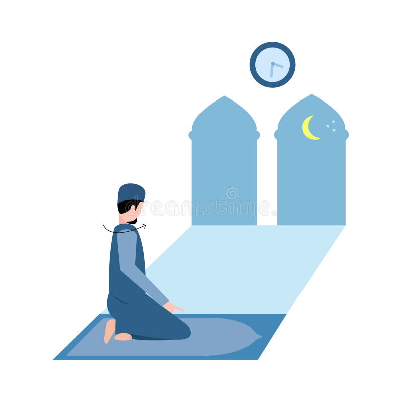 Illustration Vector of Position Face Left Muslim Pray Stock ...