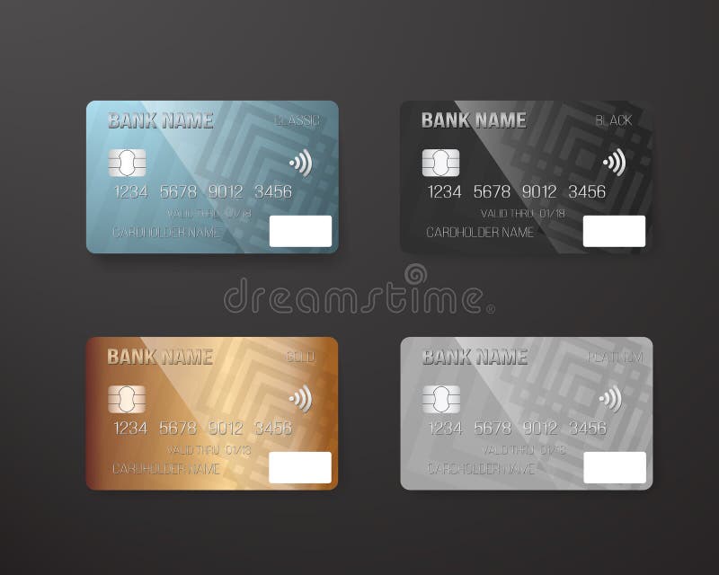 Vector Realistic Credit Card Template Set. Bank Card Mockup Stock ... Vector Realistic Credit Card Template Set. Bank Card Mockup Stock ...