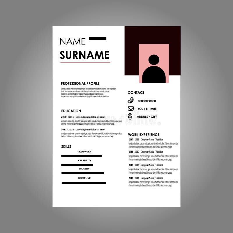 Illustration Vector of Resume. Clear and Modern Professional Resume CV ...