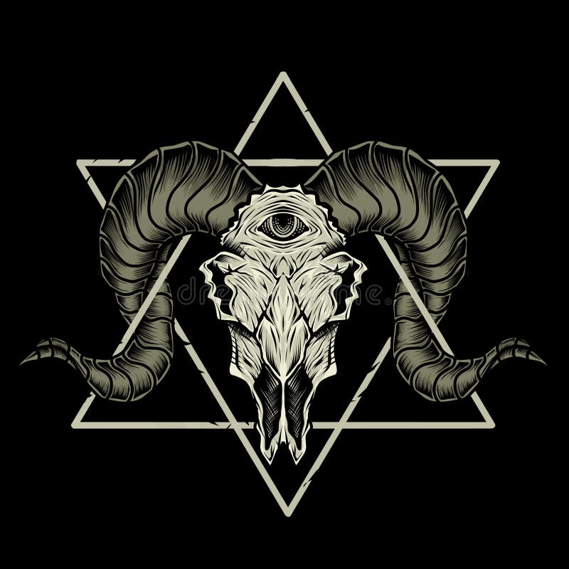 Illustration Vector Scary Goat Skull Head Stock Vector - Illustration ...