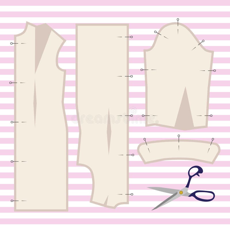 Illustration of a Vector with Sewing Pattern and Sewing Tool Stock ...
