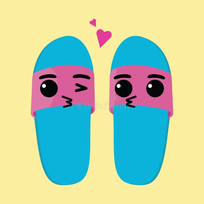 Slippers Cute Character Icon Vector Mascot Stock Vector - Illustration ...