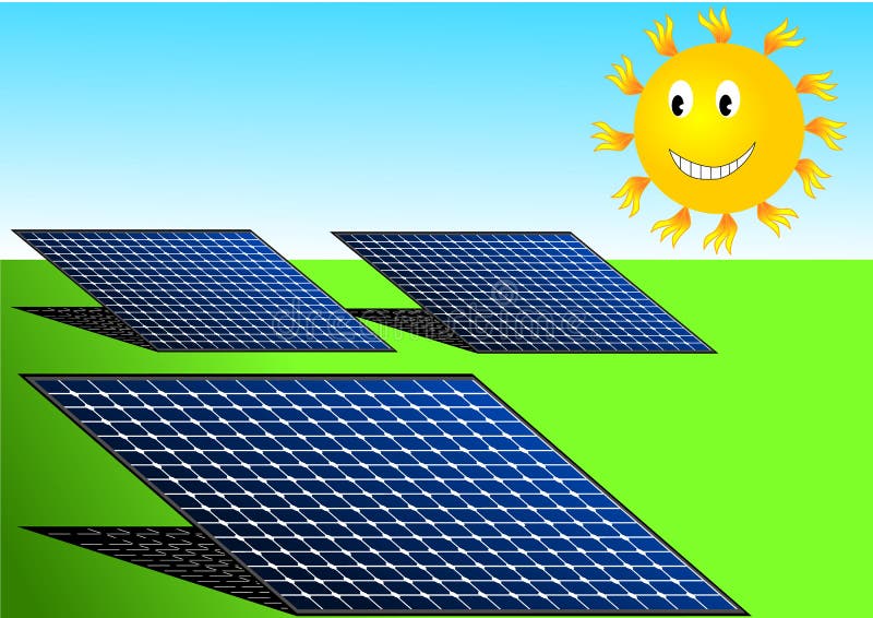 Solar panel and sun icon stock vector. Illustration of alternative ...