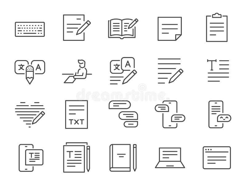 Text Icon Set. Included the Icons As Â Write Review, Creative Article ...