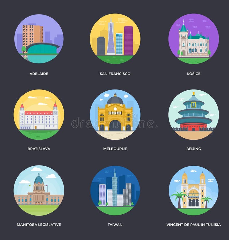 Illustration Vector of World Cities Set Stock Illustration ...