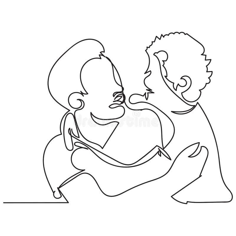 Illustration Vectorielle De Dessin En Ligne Continue Père Avec Son