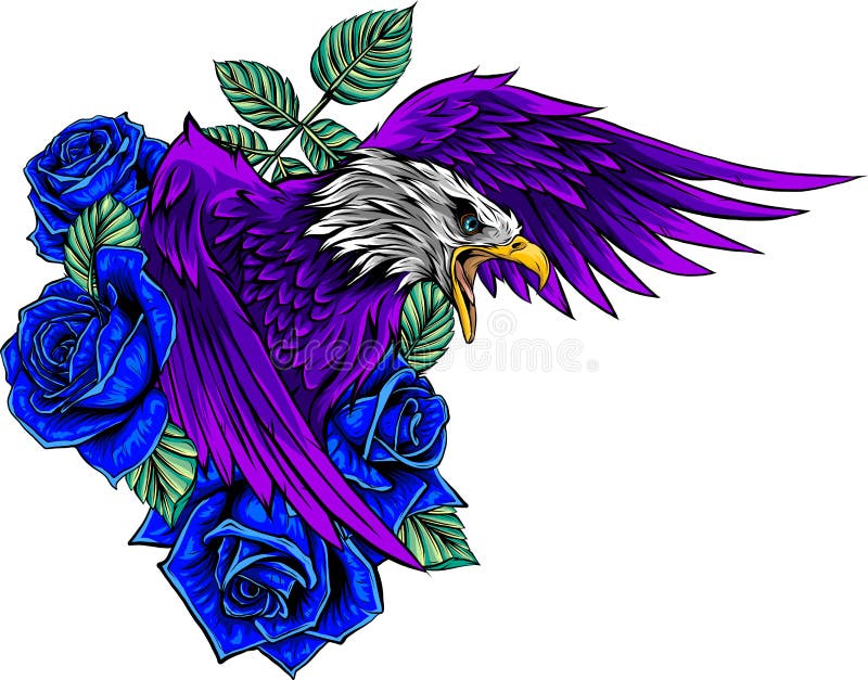 Illustration Vectorielle De L'aigle Avec Des Roses De Fleurs ...