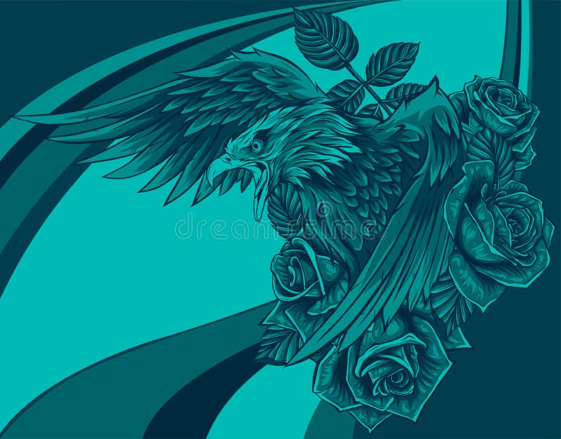 Illustration Vectorielle De L'aigle Avec Des Roses De Fleurs ...