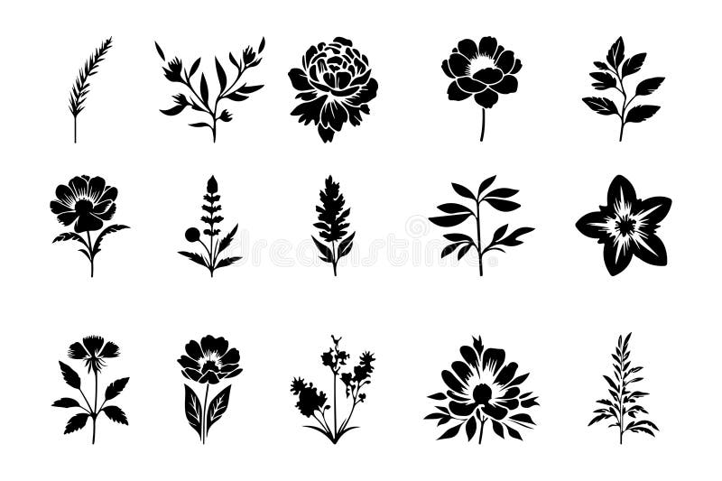 Illustration Vectorielle Du Groupe Silhouette De Fleur. Illustration de ...