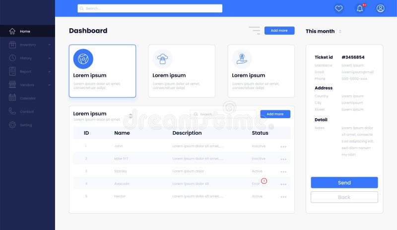 Illustration Vectorielle Du Kit Ui Tableau De Bord Illustration de ...