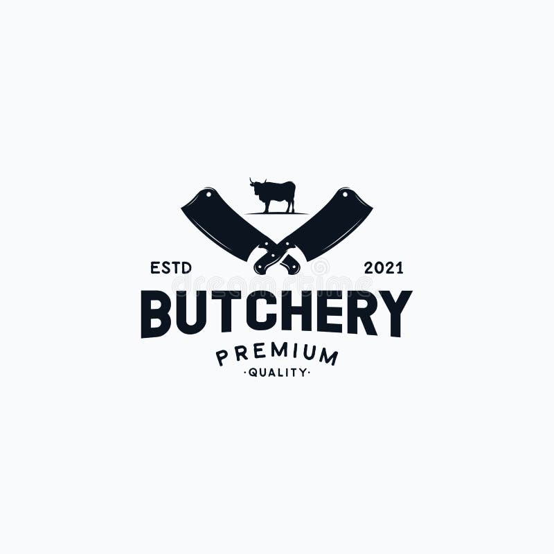 Illustration Vectorielle Du Logo Du Boucher Avec Fond Blanc ...