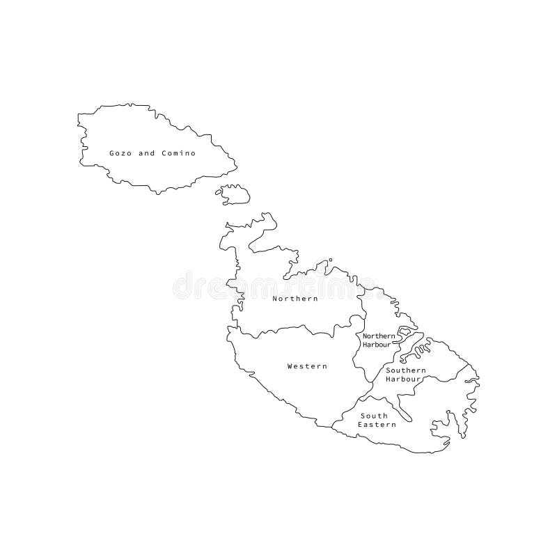 Illustration Vectorielle Du Plan Des Districts De Malte Carte ...