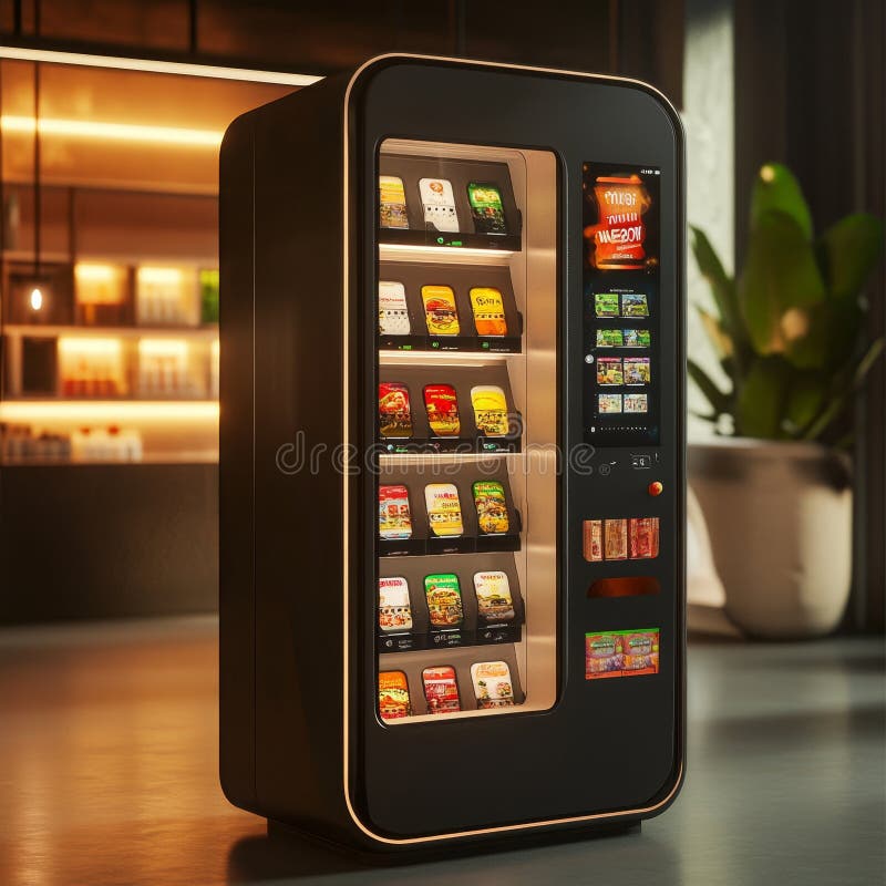 Illustration of a Vending Machine in a Coffee Shop. 3d Rendering Stock ...