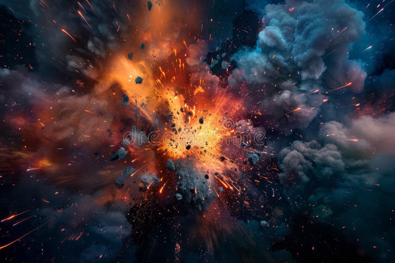 Dramatic Illustration of a Massive Explosion Amidst Stars and Nebulae ...