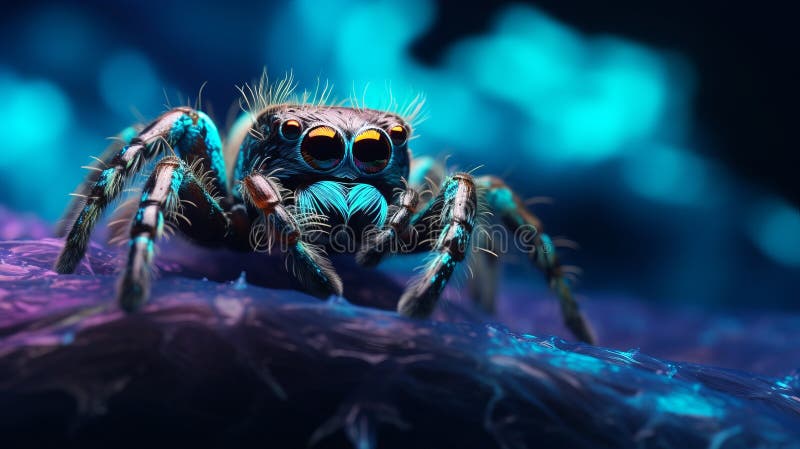 Illustration of a Vibrant Glowing Spider Stock Image - Image of ...
